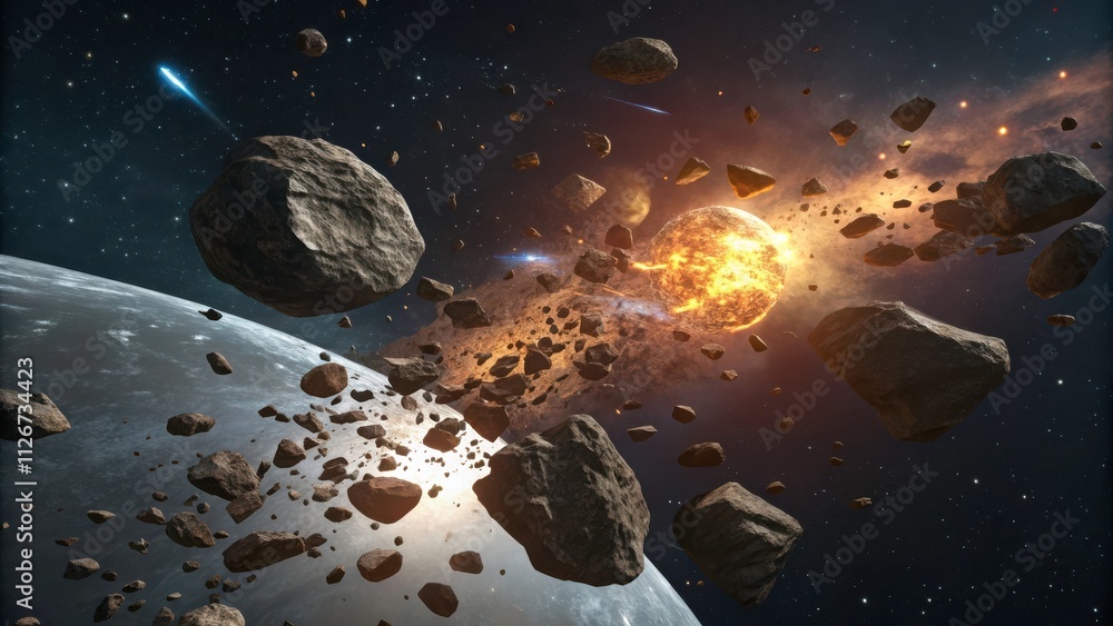 Rocks and Debris Hurtling Through Space After a Massive Explosion Among ...