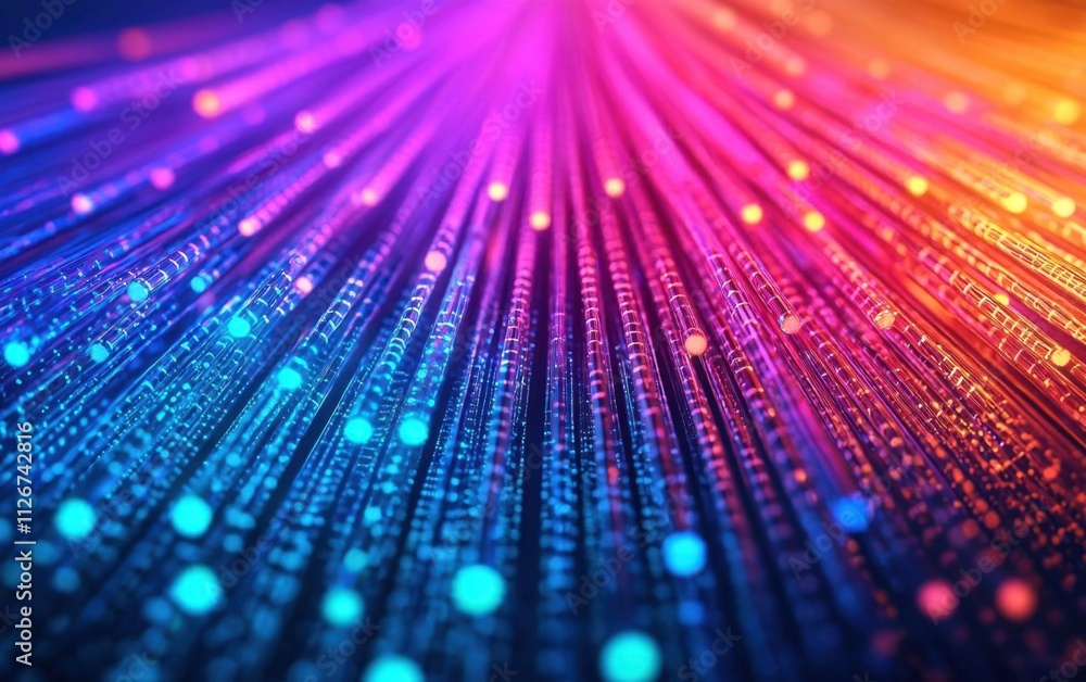 Quantum internet pathways, fiber optics merging in a radiant vortex, 3D ...