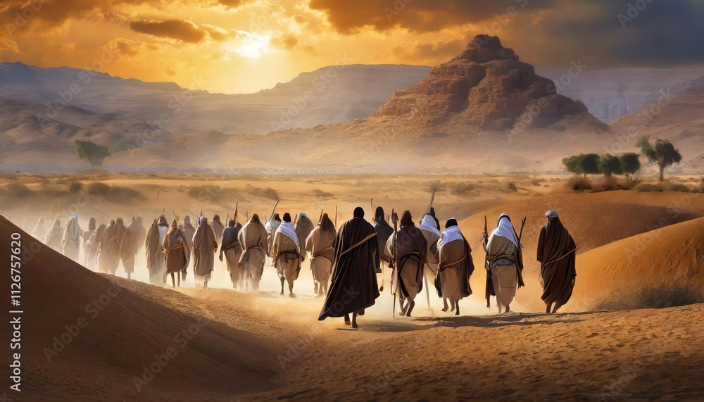 Moses Leading the Israelites Through the Desert The Exodus from Egypt A ...