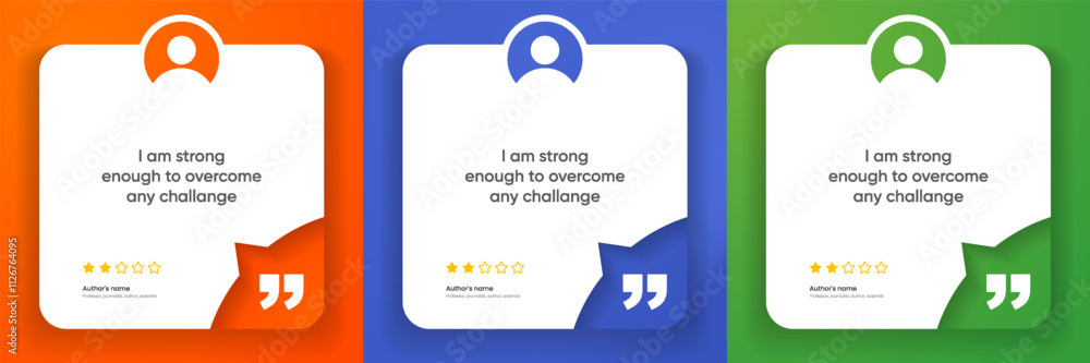 3D bubble testimonial banner, quote, infographic. Social media post ...