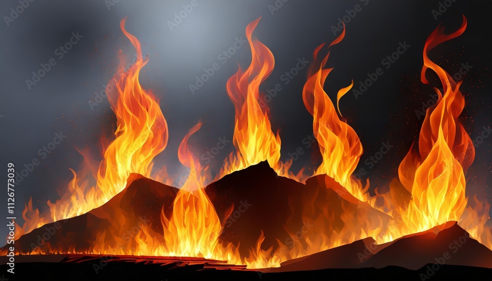 Realistic Fire Flames Transparent Background Captivating Burning Red ...