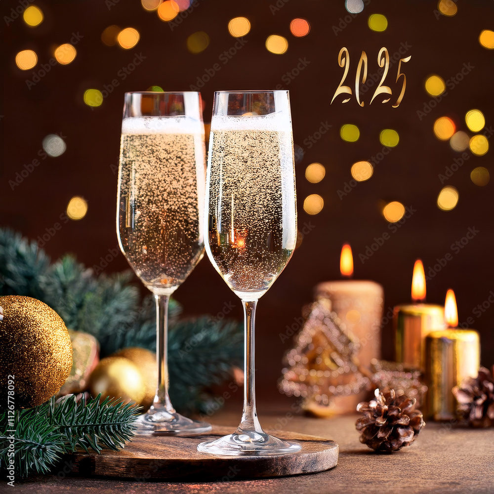 Happy new year 2025 greeting card. New Year's Eve card template with ...