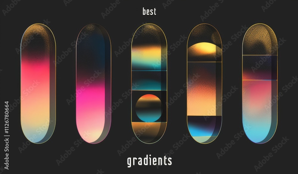 900 degree color palette set, with the words "best gradients", vector ...