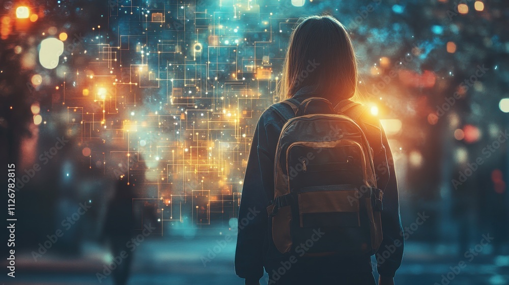 Artistic Depiction of Tailored Educational Pathways Glowing Dynamically ...