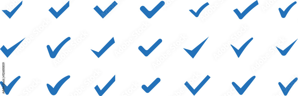Blue check mark icon. Check mark vector icons. Checkmark vector symbols ...