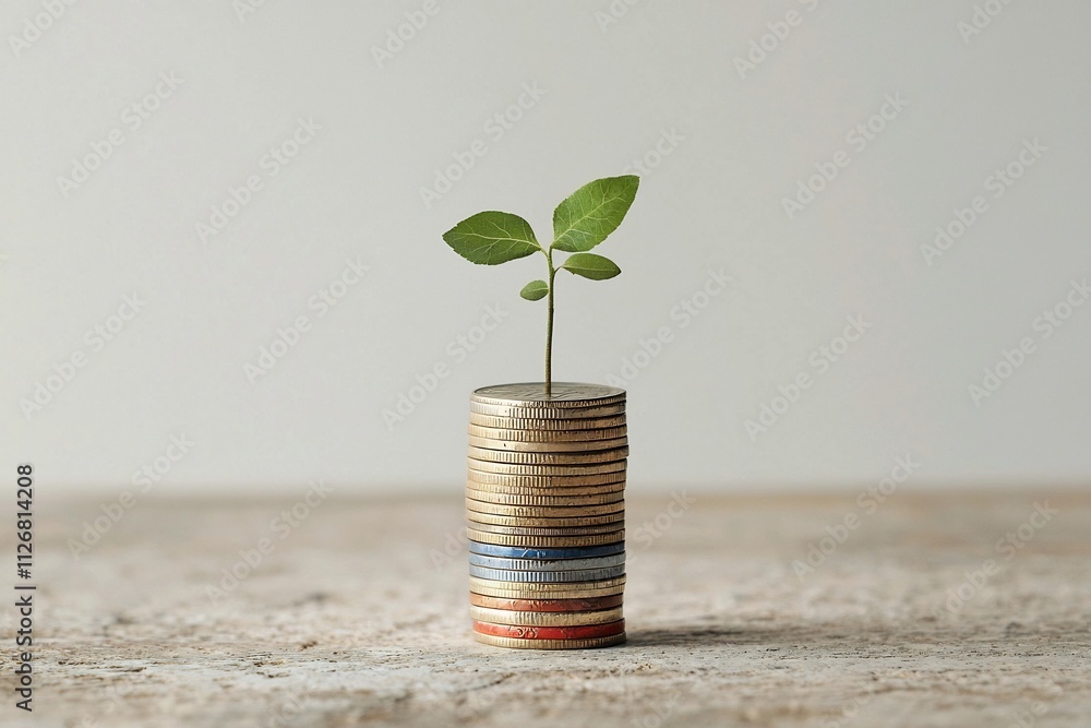 Steady Growth from Stacked Wealth A Visual Metaphor Depicting Financial ...