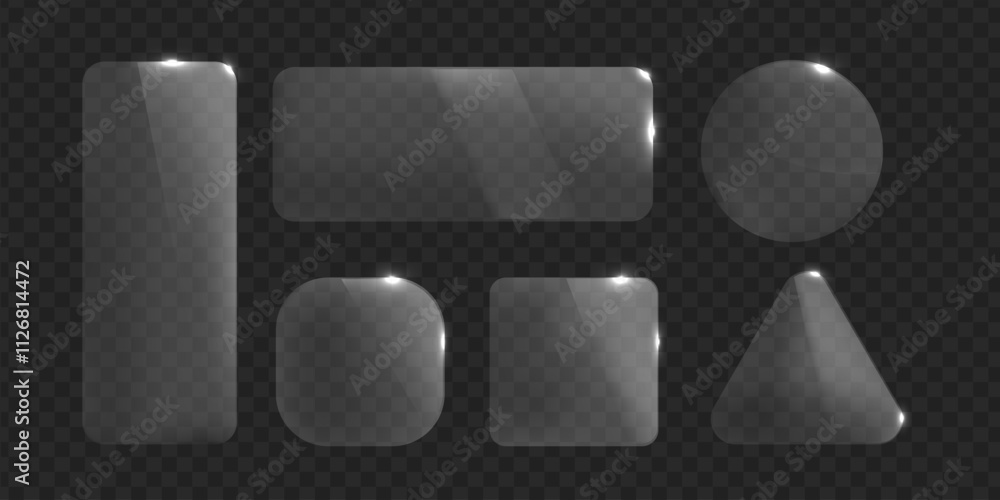 Vector glass frame. Isolated on transparent background. Glass banner ...