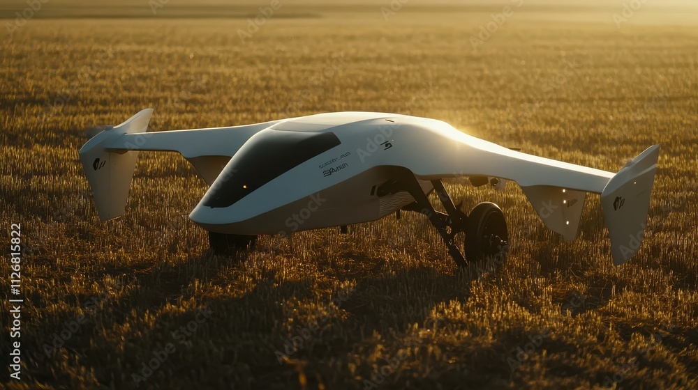 Innovative Drone Design in Sunset Over Golden Fields, Showcasing ...