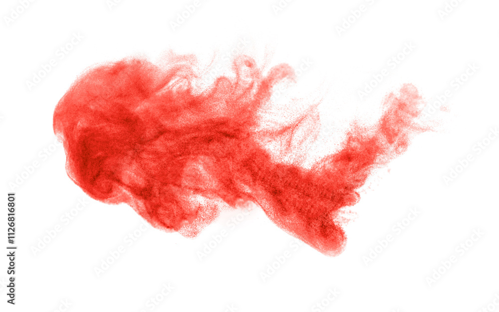 red dust smoke isolated on a black background. concept of texture cold ...