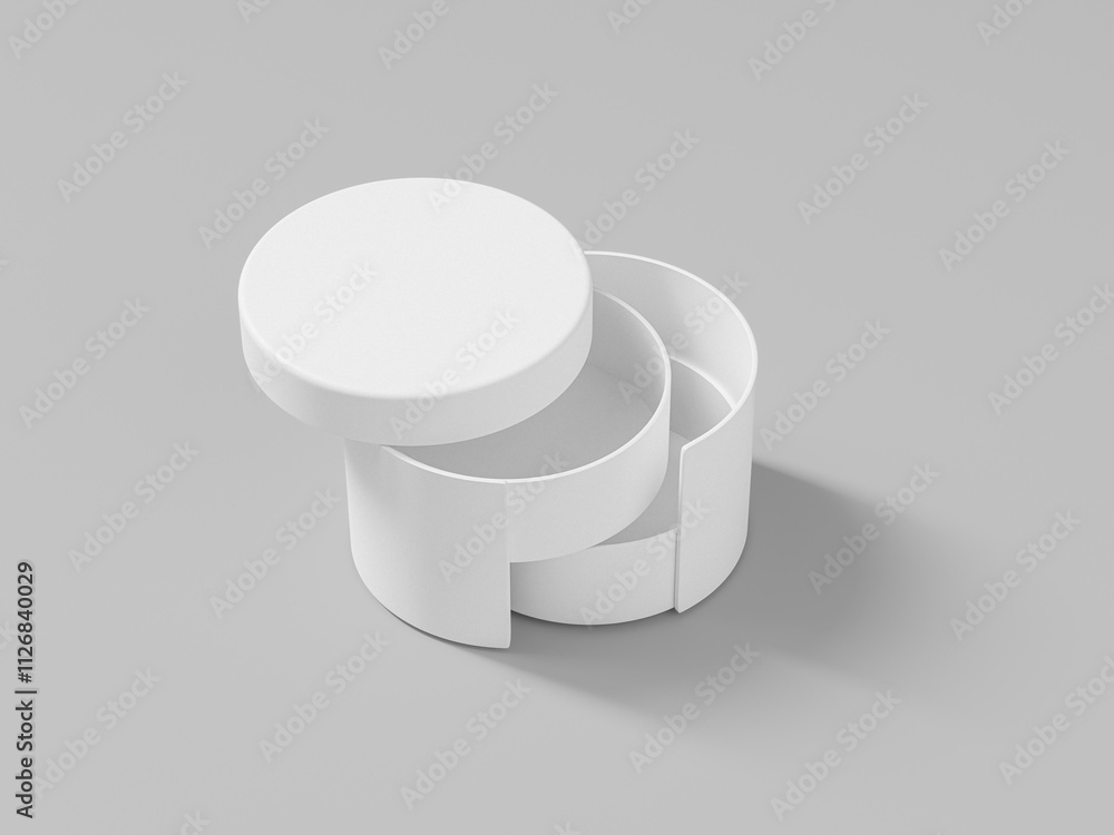 2 layers cylindrical drawer paper box mockup, Luxury 2-tiered cylinder ...