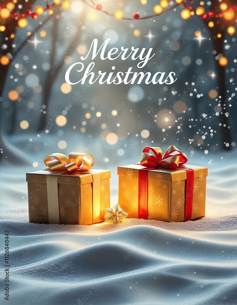 Merry Christmas: Gift boxes with shimmering sands in a magical Setting ...
