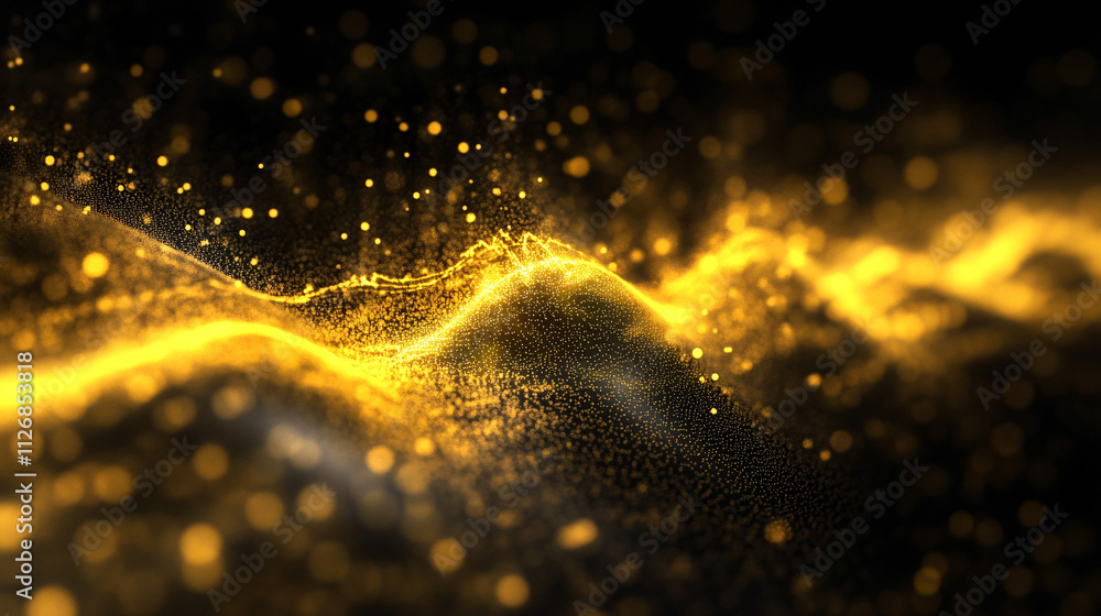Abstract yellow sound wave transforming into a laser beam, symbolizing ...