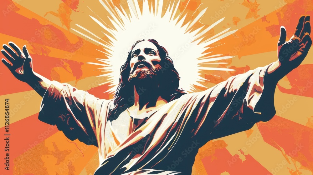 Vector art of Jesus revealing His divinity to Peter, James, and John ...