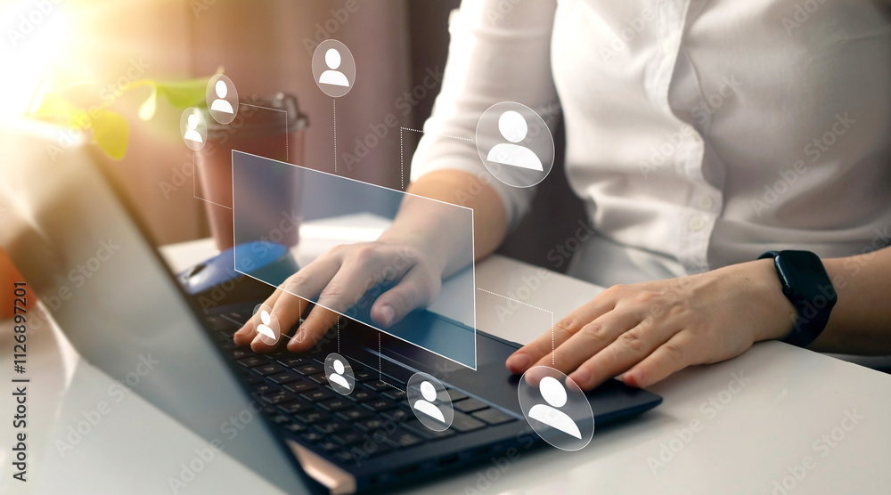 Business hierarchy structure. Business process and workflow automation with flowchart. Virtual ...