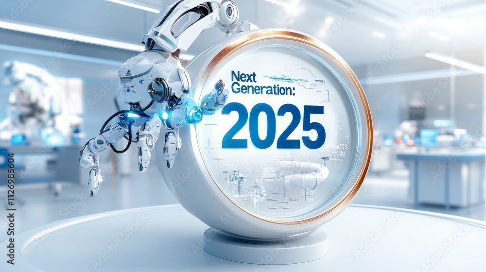 Futuristic Technology Concept Featuring Robot Arm and Clock Signifying ...