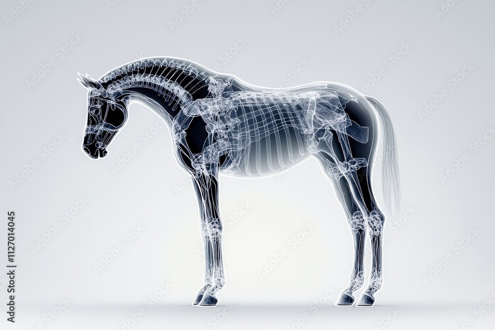 X-ray View of a Horse Showing Detailed Skeletal Structure and Anatomy ...