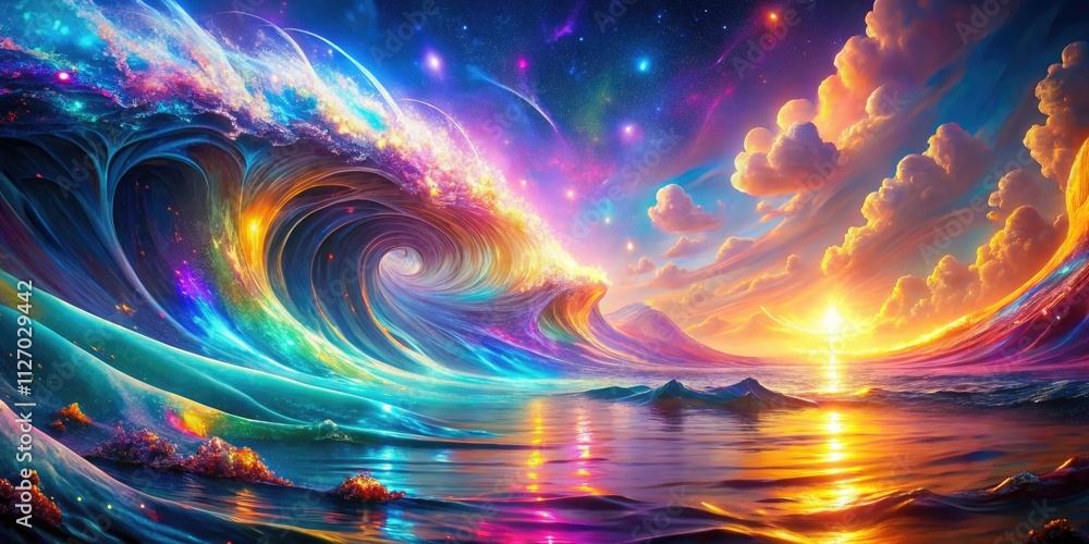 Holographic Abstract Animated Background: Moving Waves, Surreal Art ...