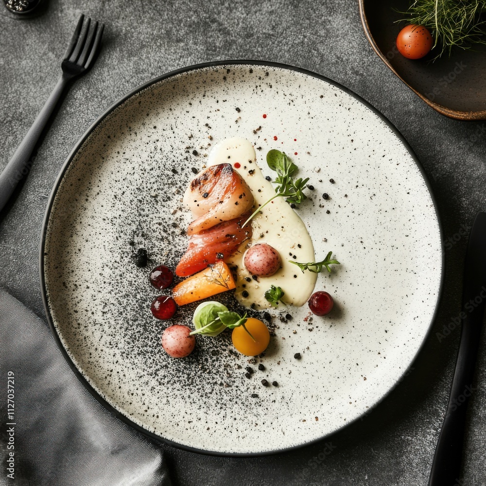 Gourmet seafood plating fine dining restaurant food photography elegant ...