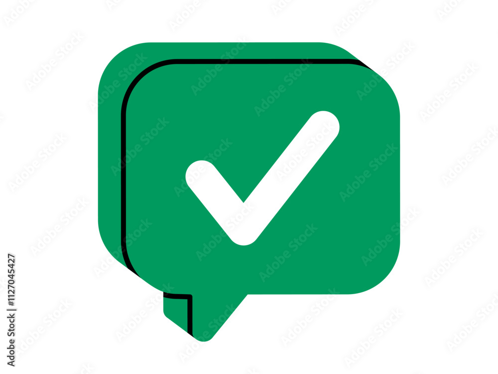 Hand drawn cute cartoon illustration of speech bubble with check mark ...