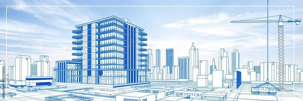 Architectural blueprint photo effect mockup with overlay of gridlines ...