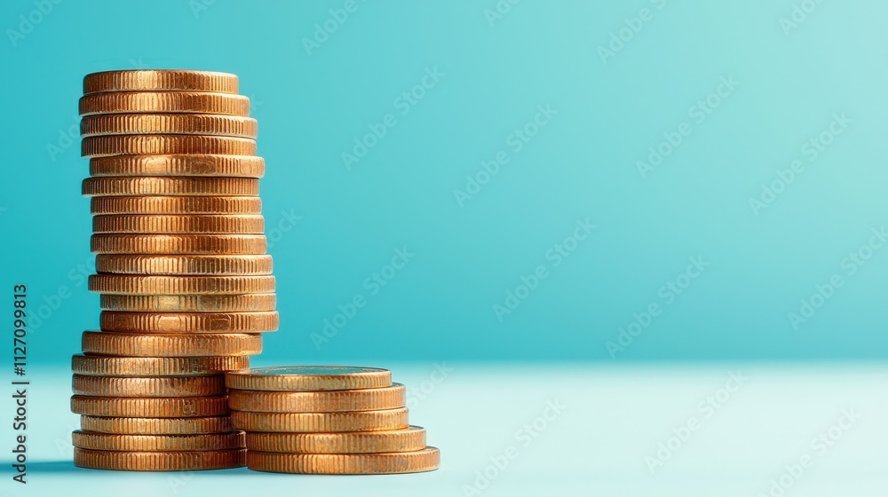 Coins stacked like building blocks, constructing wealth, patient long ...