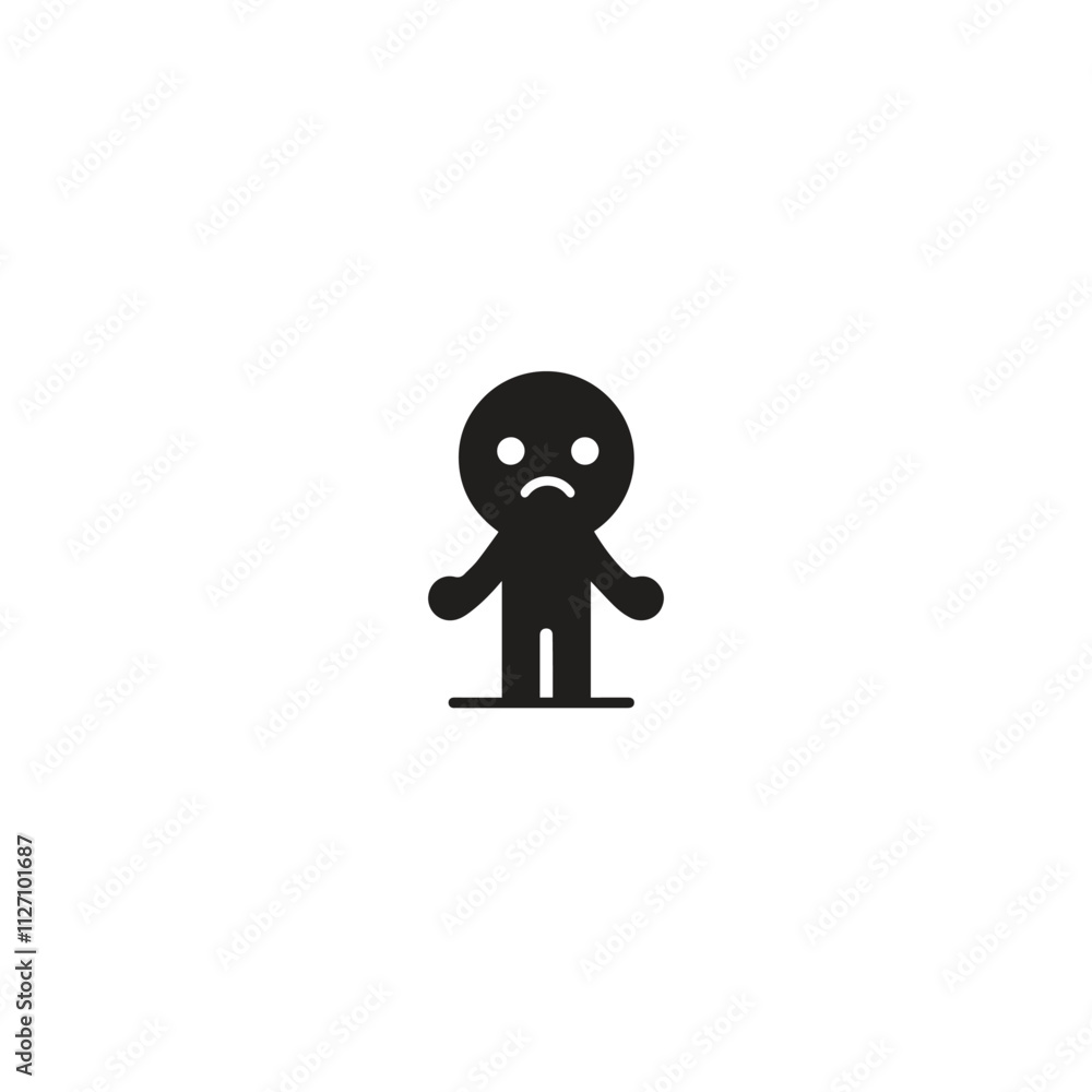 Simple black stick figure icon displaying a sad expression, symbolizing ...
