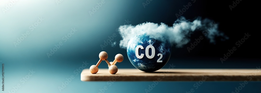 Co2 emissions impact on climate change earth infographic display ...