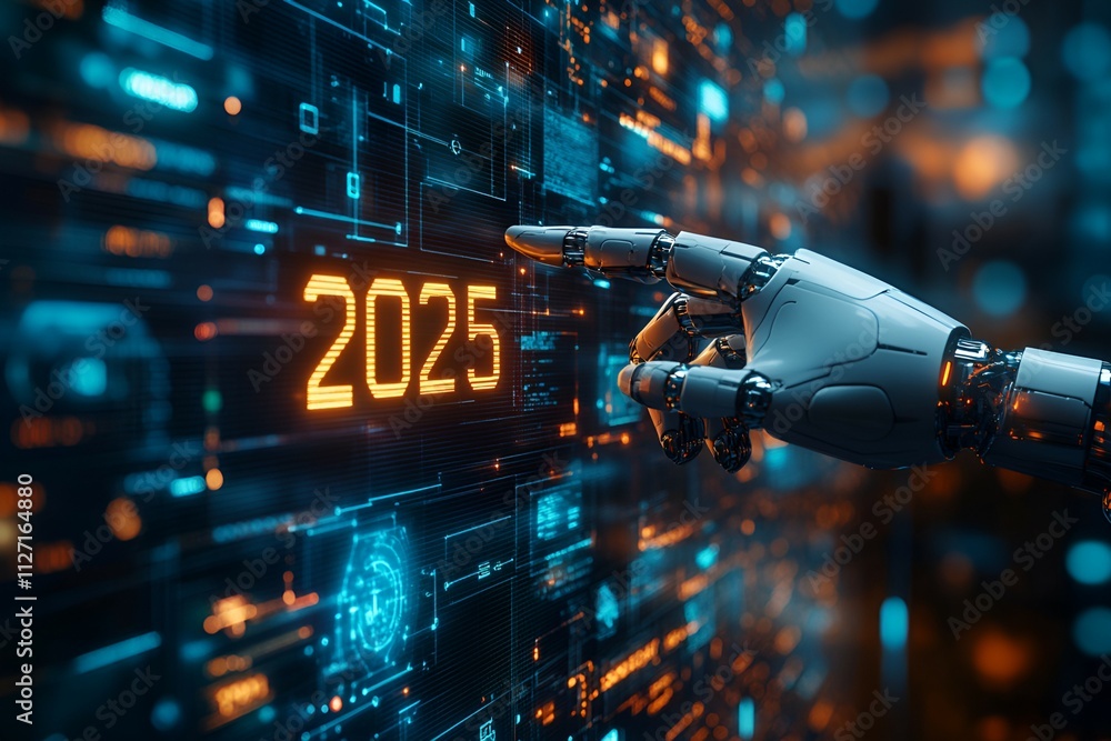 Intelligent technology robot arm opens in 2025 Stock Photo | Adobe Stock