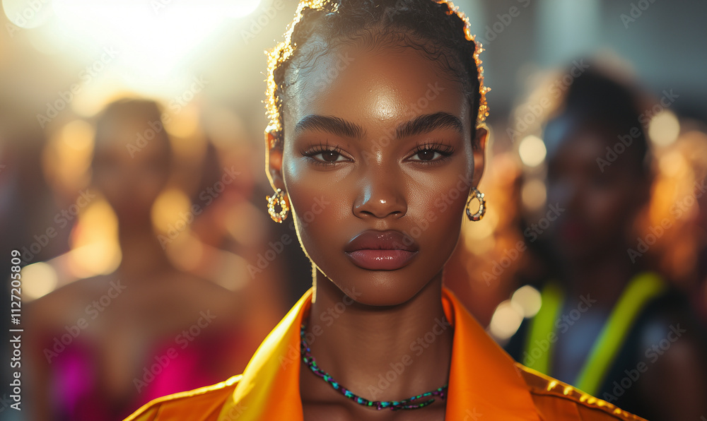 Multicultural fashion show featuring group of diverse models showcase ...