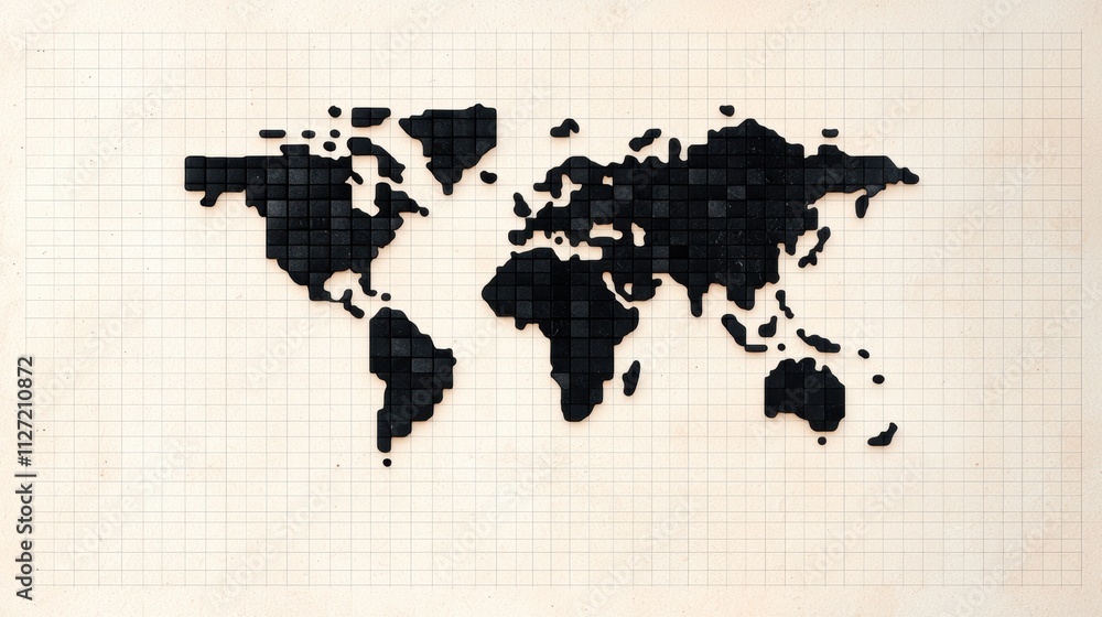 Ilustración de Stock Flat Vector World Maps: A monochromatic vector ...