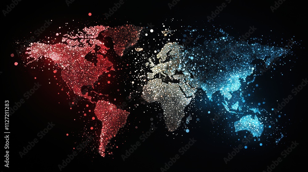 Illustration Stock Dotted World Maps: An animated dotted world map showing dynamic data changes ...