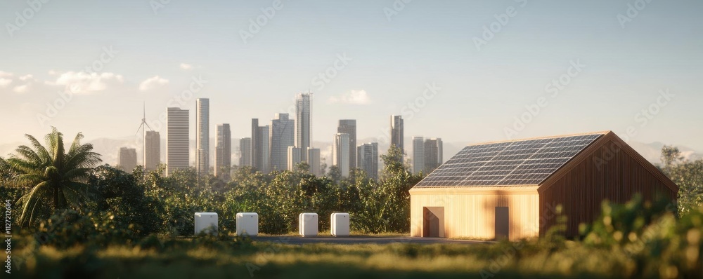 Smart Grid Energy Storage. A futuristic smart grid visualization with ...