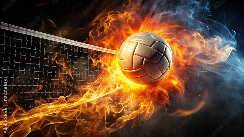 Dynamic Volleyball in Flames with Intense Action Background Captures ...