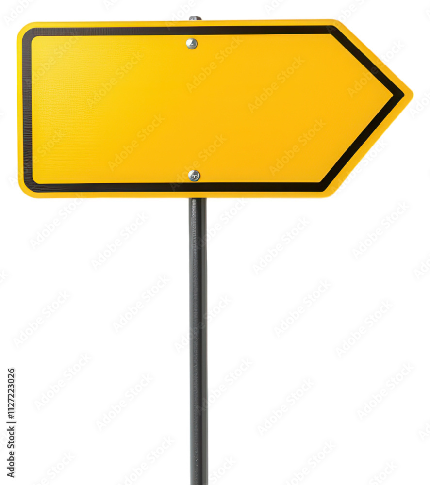 PNG A bright yellow directional sign featuring an arrow pointing to the ...