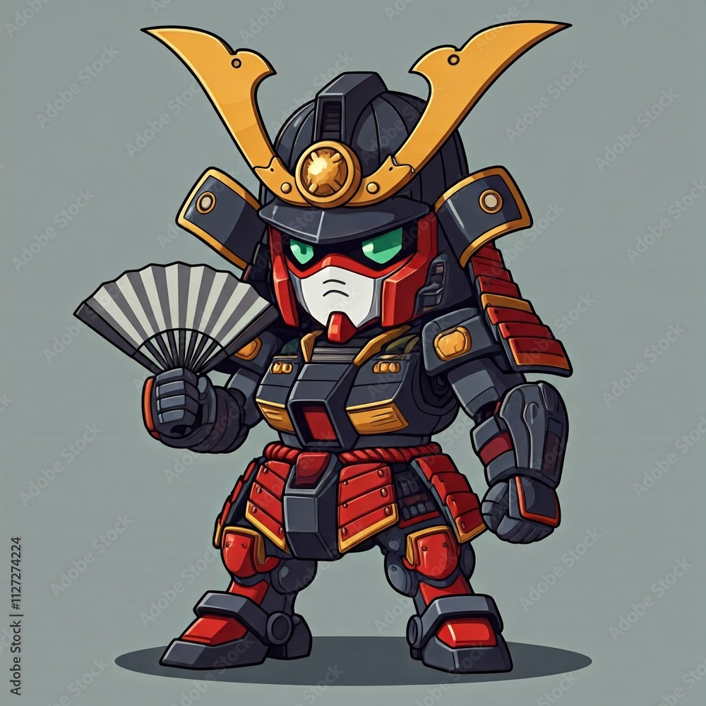 Cute chibi samurai robot. Manly and sophisticated body posture Stock ...