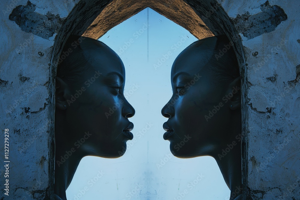 Young woman reflecting on life while standing by a window in an urban ...