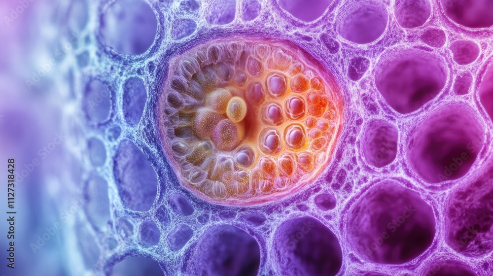 Microscopic image of flower ovary and ovule showcasing plant cell ...