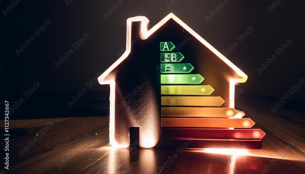 Isolated House with Energy Certification Color Scale Illuminated by ...