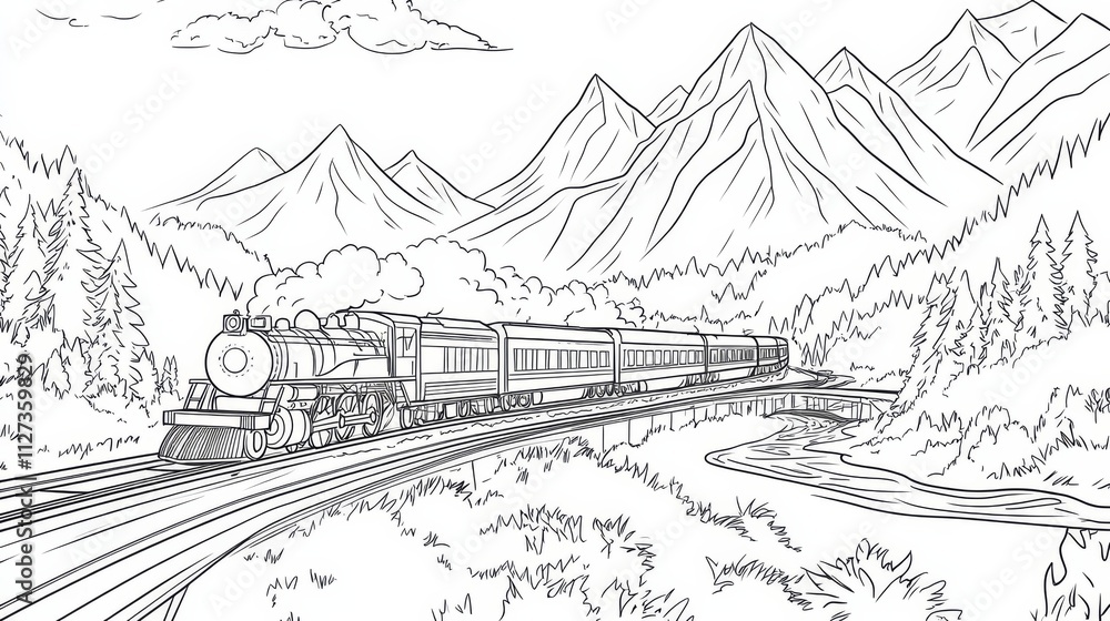 Majestic Mountain Train Journey: A nostalgic steam train chugs along a ...
