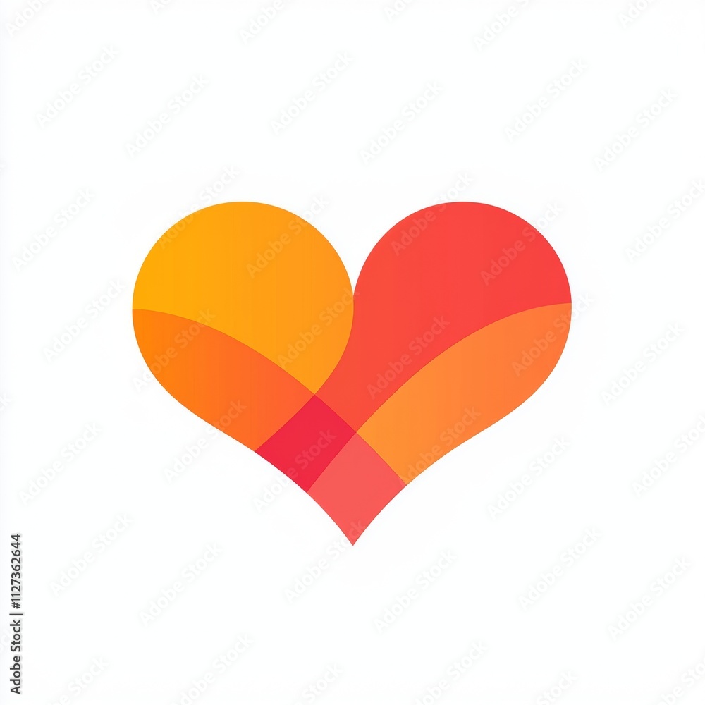 Stylized heart icon with overlapping shapes creating a warm and ...