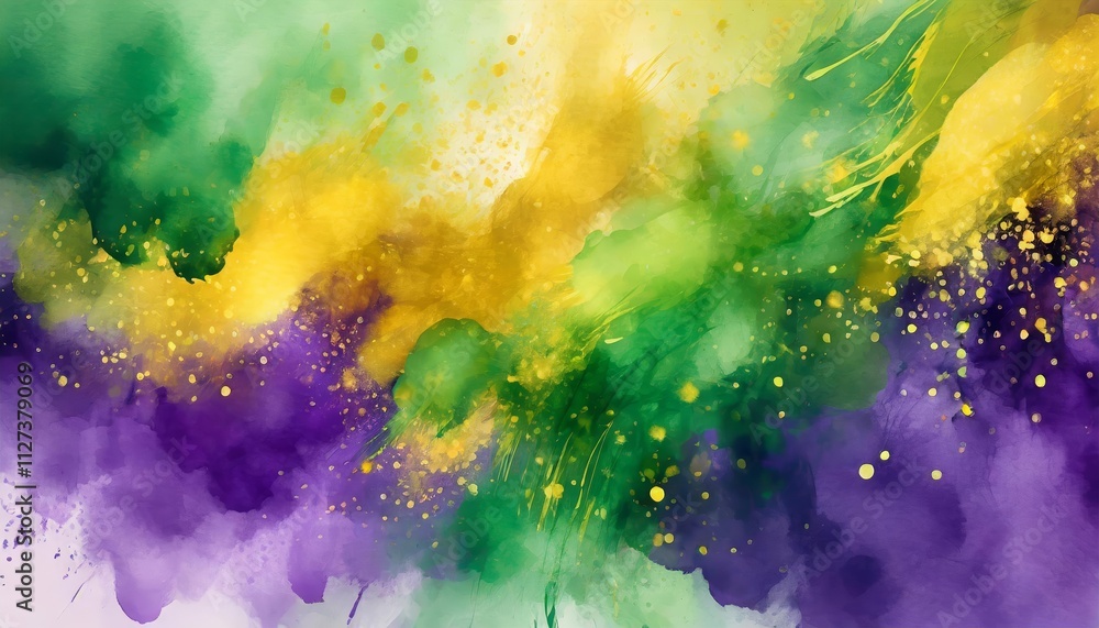 Vibrant Mardi Gras Digital Watercolor Background A Colorful Abstract ...
