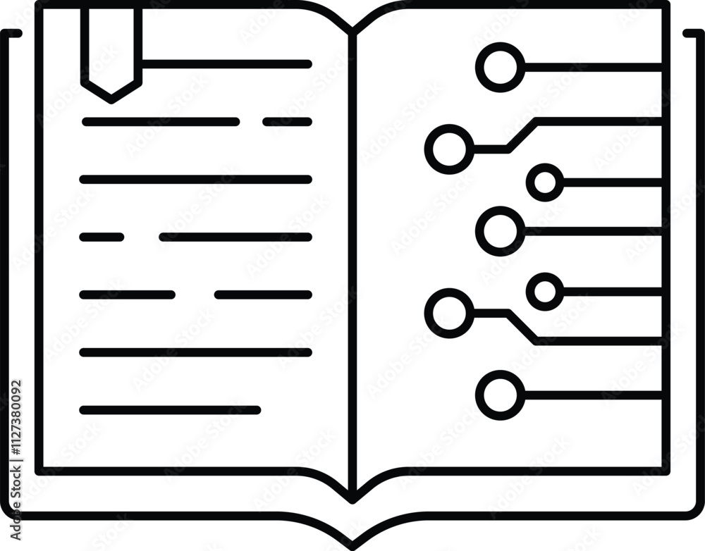 Knowledge Acquisition icon. Open book with connected nodes symbolizing ...