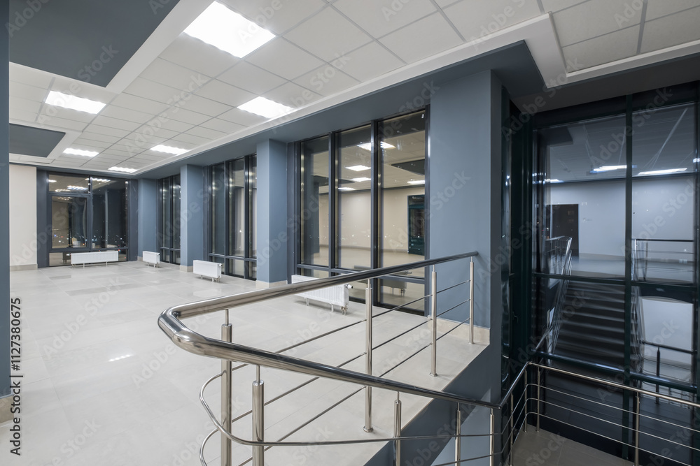 stairs emergency and evacuation exit stair in up ladder in a new office ...