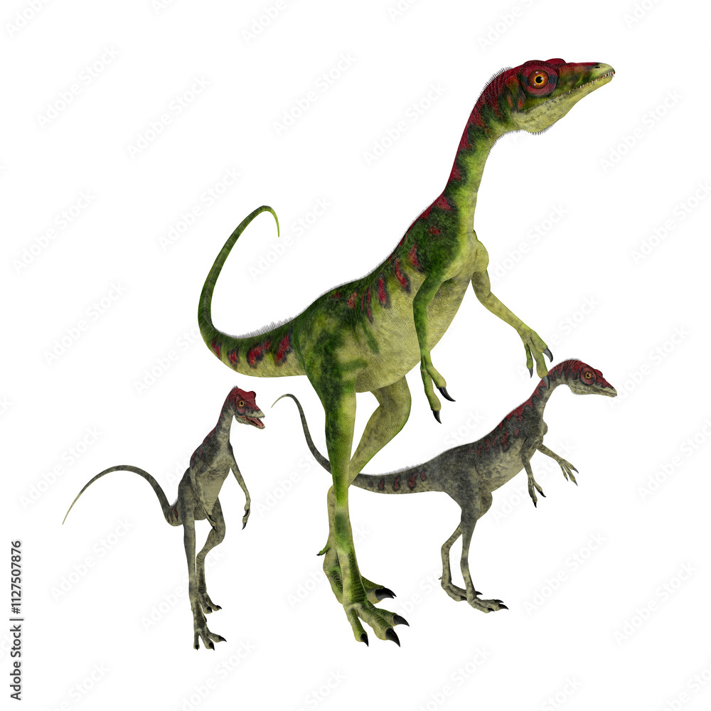 Compsognathus Dinosaur with Young - Compsognathus was a small carnivorous theropod dinosaur that ...