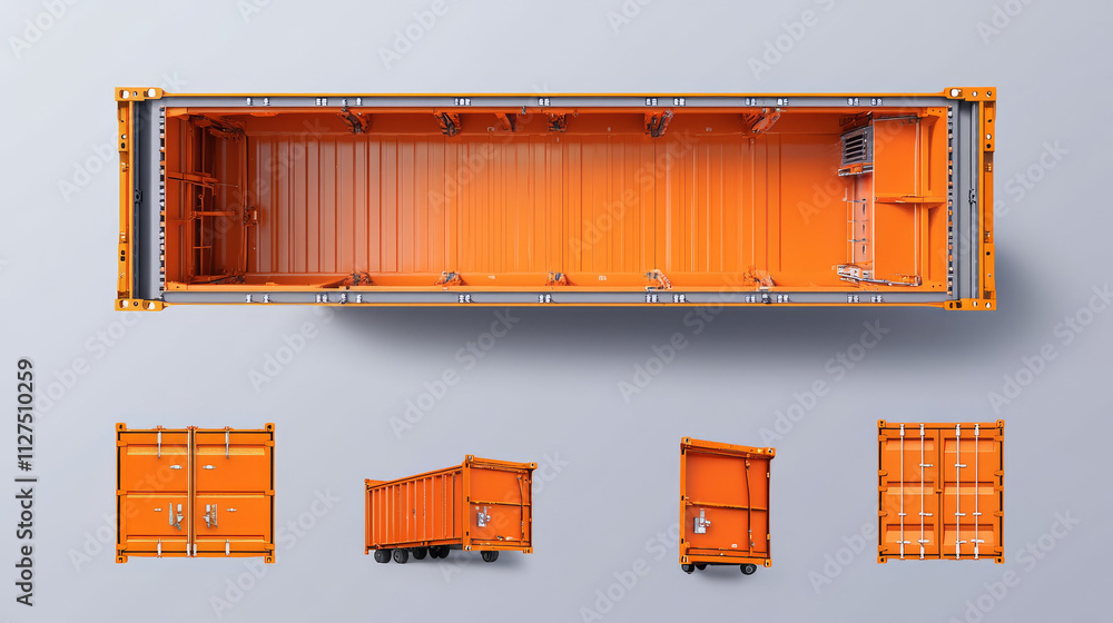 Realistic 3d orange container for cargo shipping. Vector illustration ...