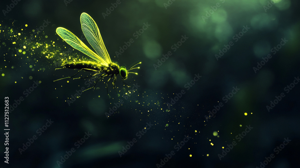 Green magic firefly bug light glow vector effect. Glowworm dust spell ...