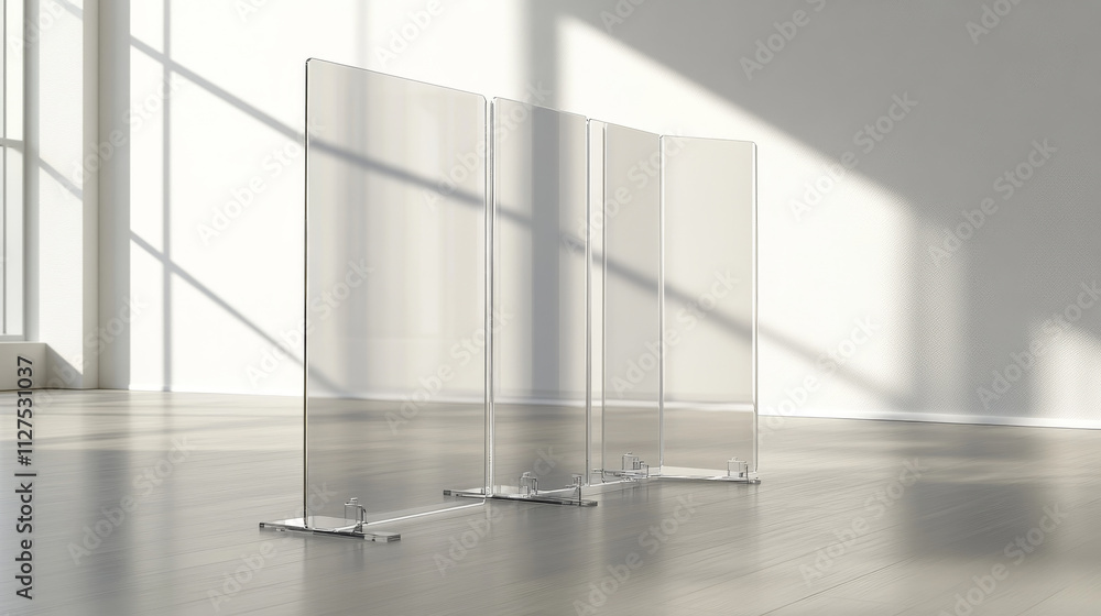 Glass shields, transparent acrylic screen panels with reflection and ...