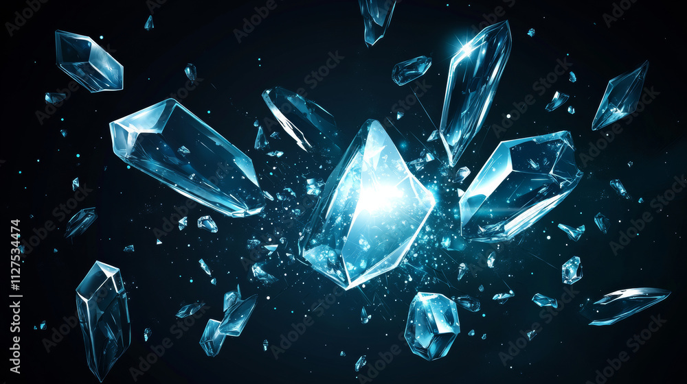 Broken glass shatter and piece. Realistic vector illustration set of ...