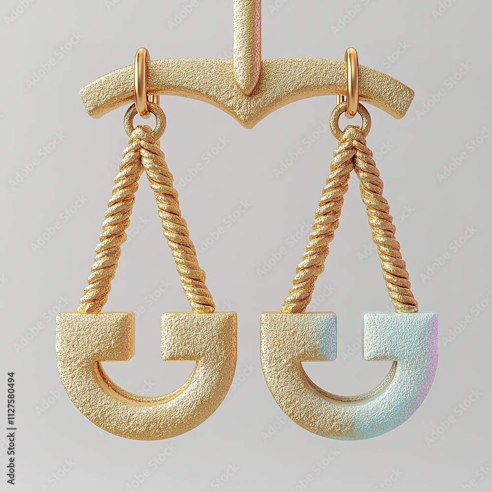 top-down view of gender equality balance symbols high realistic photo ...