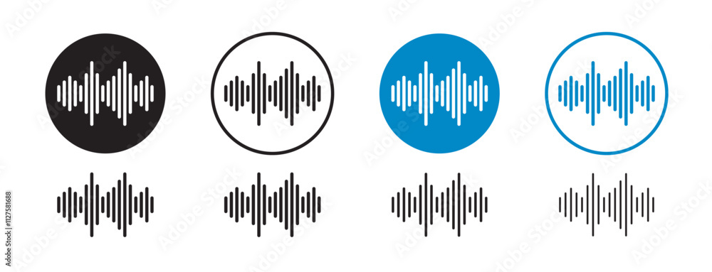 Set of 8 "Sound wave" icons with an unexpanded vector & 1 silhouette ...